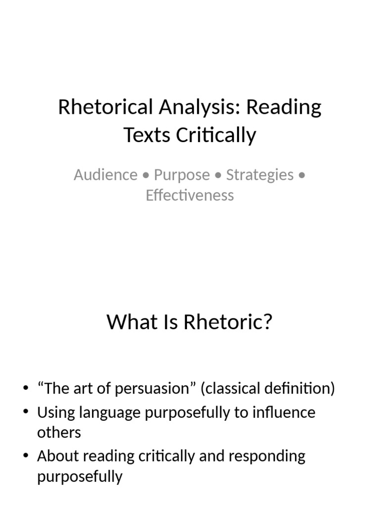 Rhetorical Analysis Intro | PDF