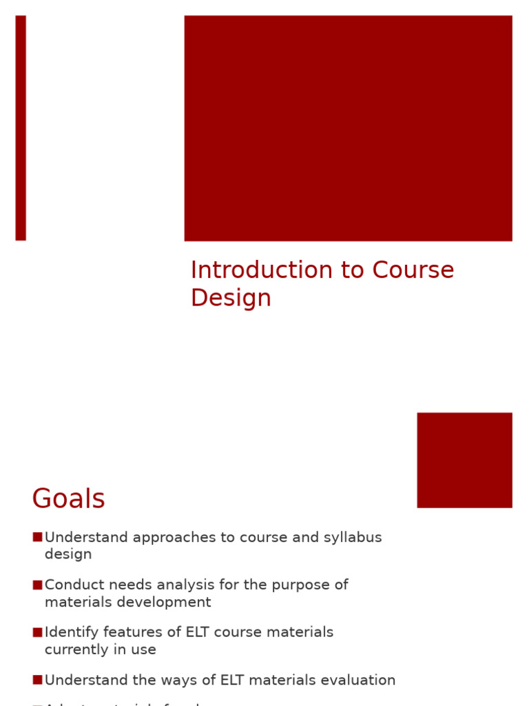 Introduction To Course Design - Final | PDF