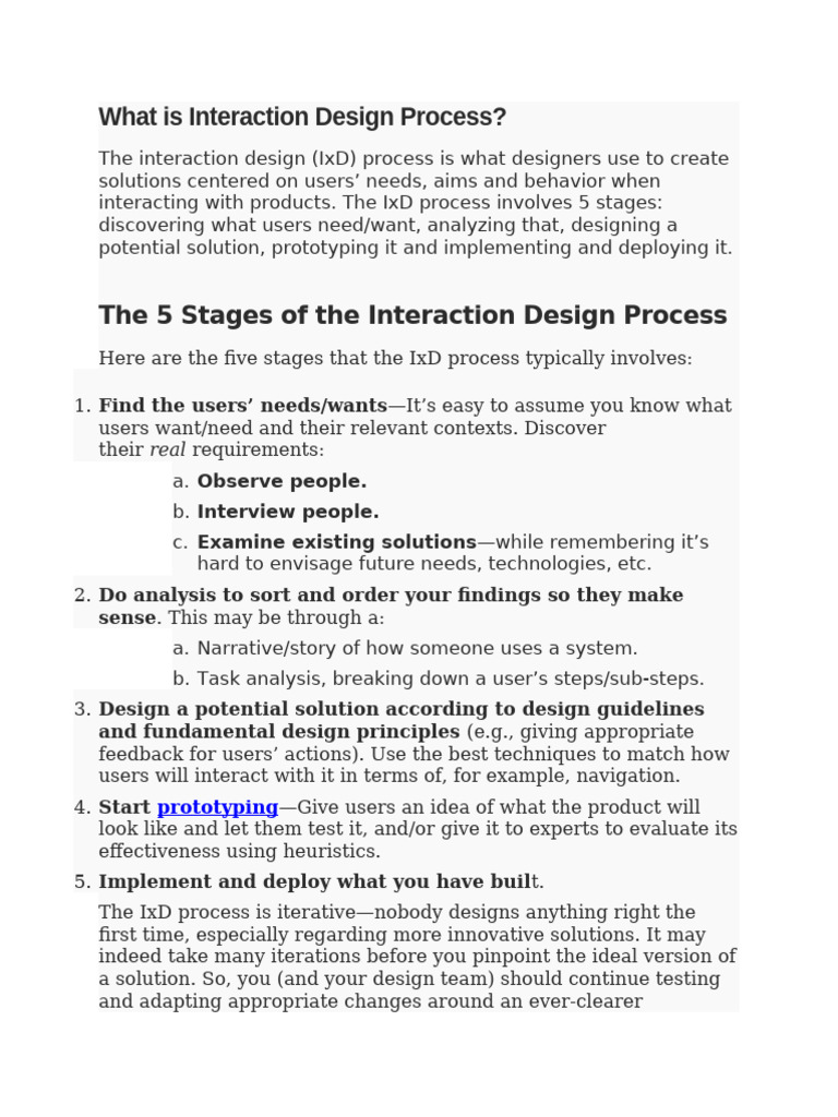 What Is Interaction Design Process | PDF