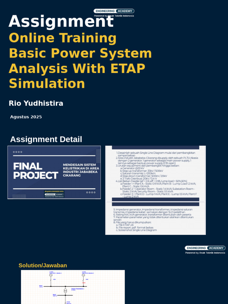 Assignment Basic Power System Analysis For Oil and Gas Industry Using ETAP-Rio Yudhistira Final ...