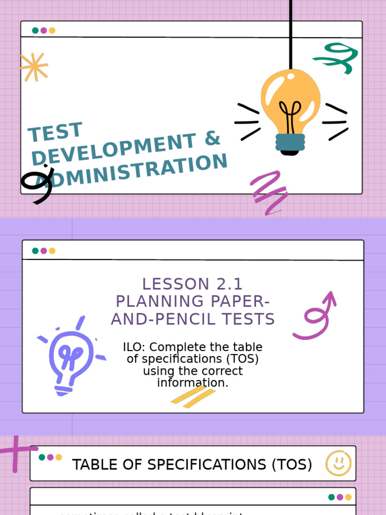 Test Development: Table of Specifications | PDF | Multiple Choice ...