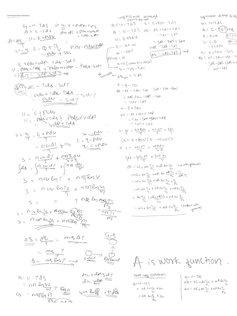 Thermodynamics Derivation | PDF