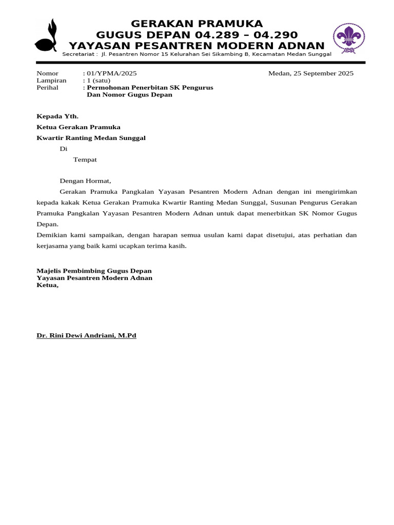 Permohonan SK Gudep | PDF