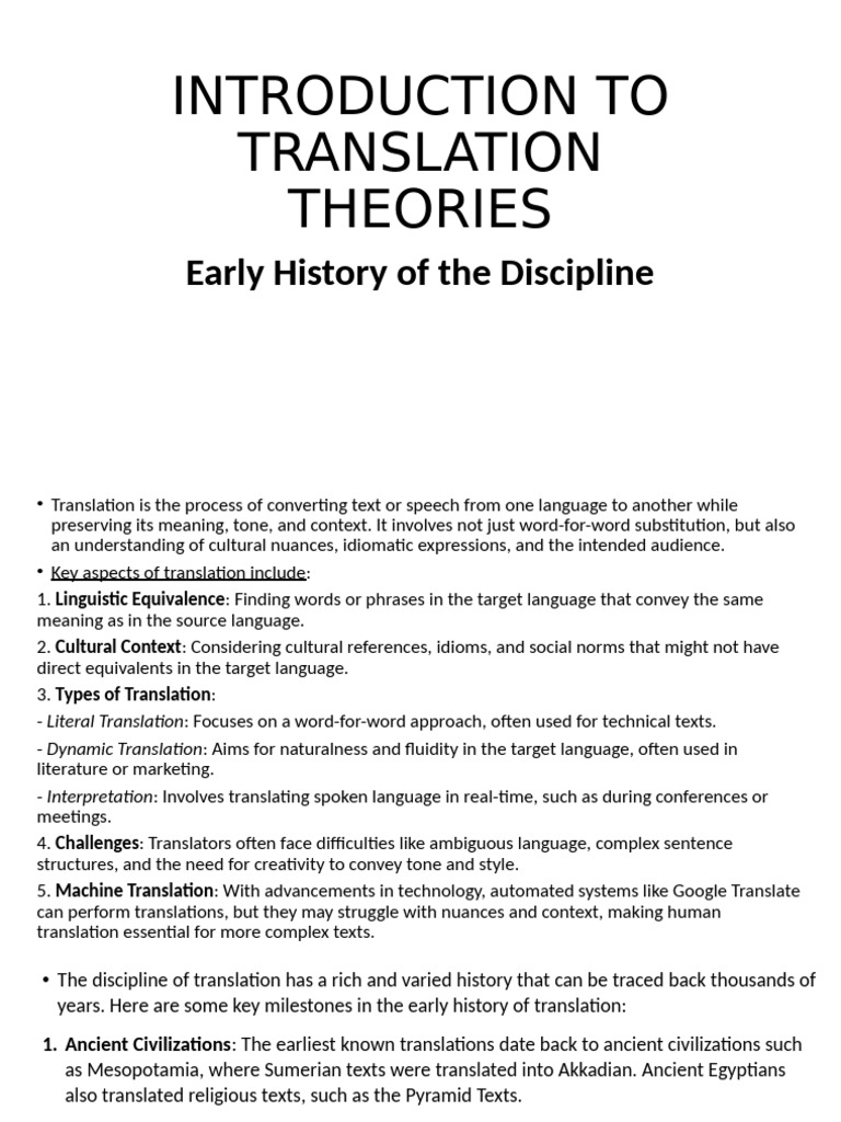 Overview of Translation Theories | PDF | Translations | Liberal Arts ...