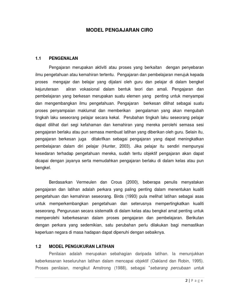 Model Pengajaran Ciro | PDF | Bisnis | Pengembangan Diri