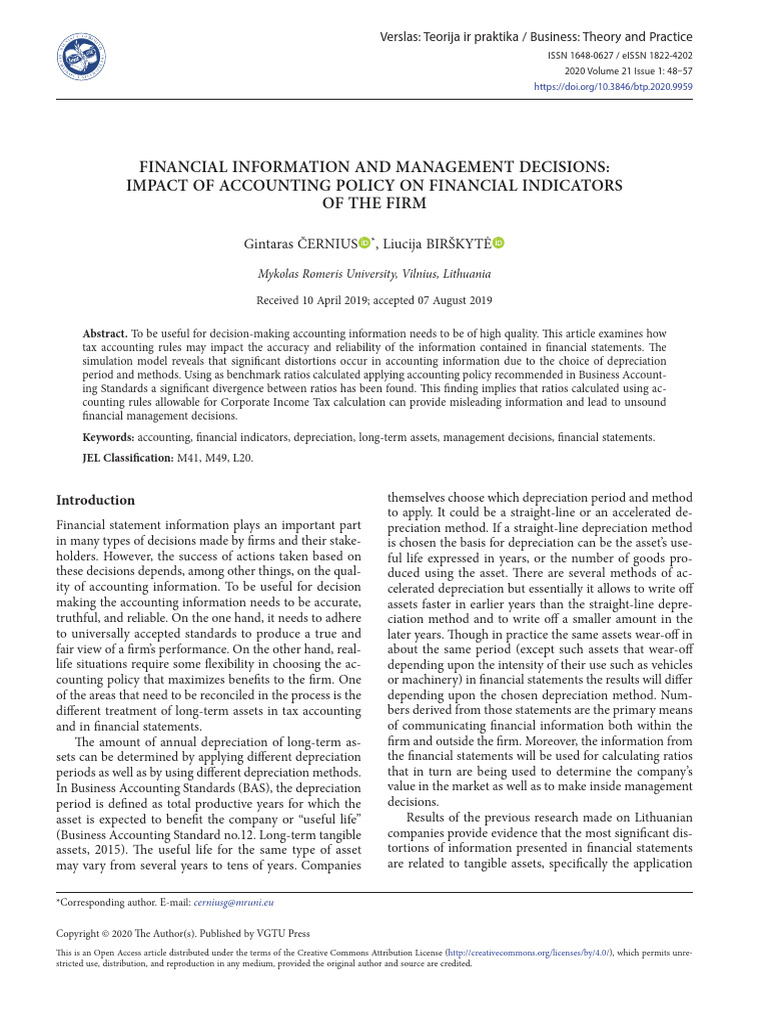 Financial Information and Management Decisions: Impact of Accounting ...