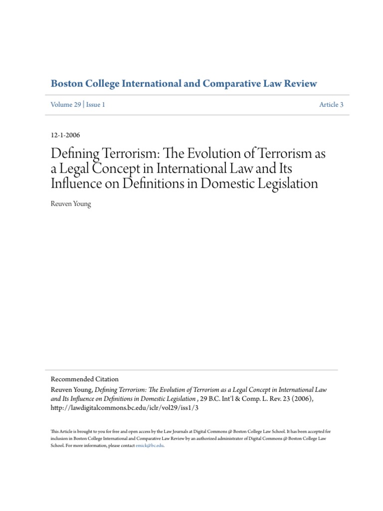 Defining Terrorism The Evolution Of Terrorism As A Legal Concept