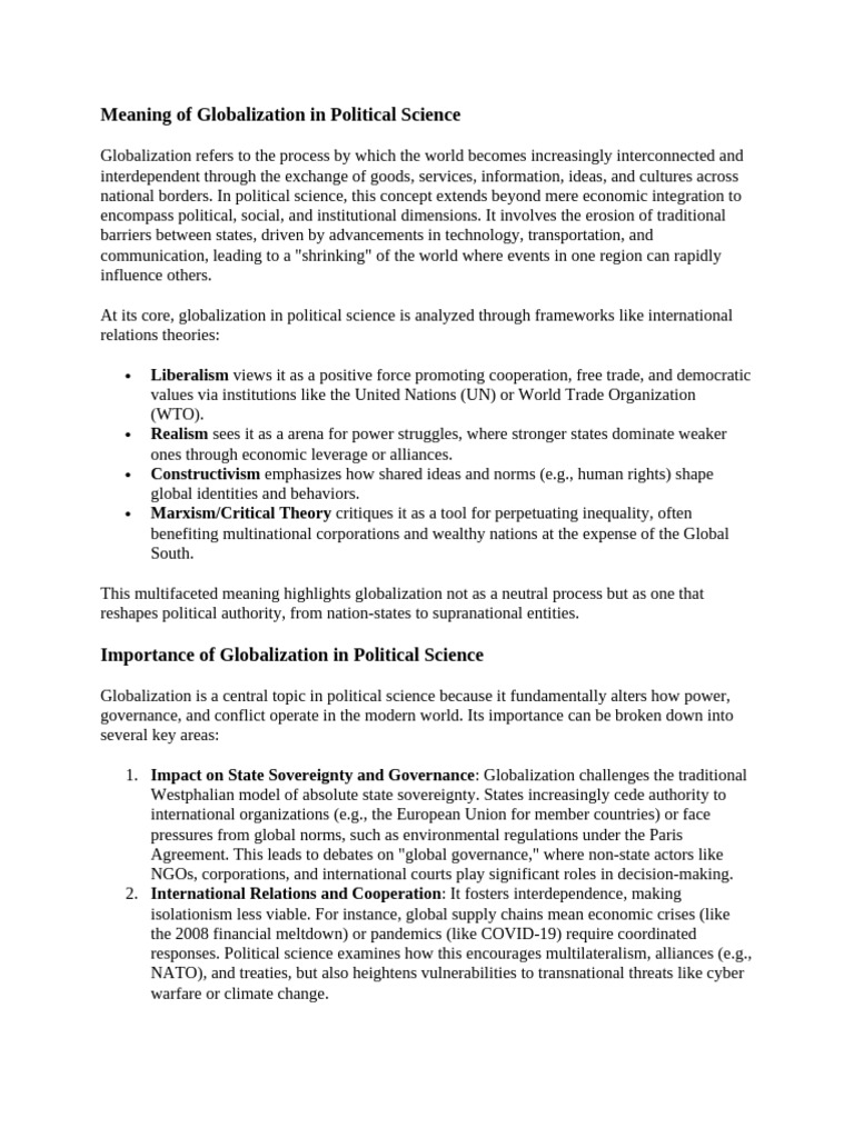 Globalization's Impact on Political Science | PDF | Globalization ...