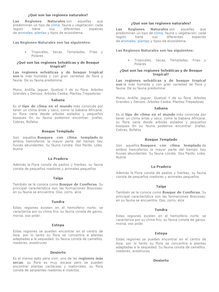 Regiones Naturales y su Biodiversidad | PDF | Sabana | Selva