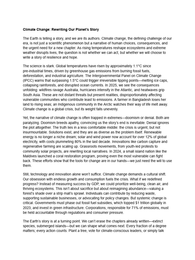 Climate Change - Rewriting Our Planet's Story | PDF | Climate Change ...