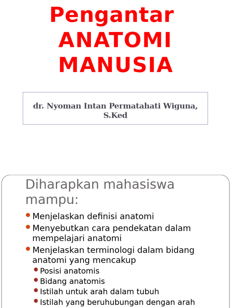 Pengantar Anatomi Manusia dan Terminologi | PDF