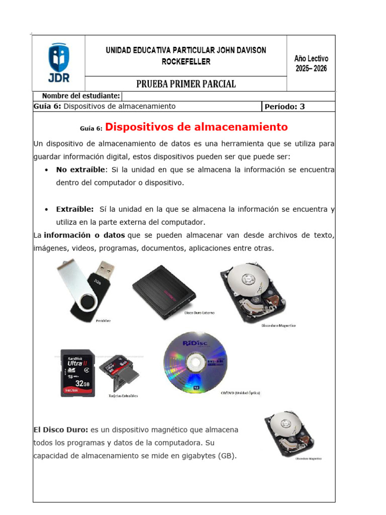 Dispositivos de Almacenamiento | PDF | Almacenamiento de datos de la ...