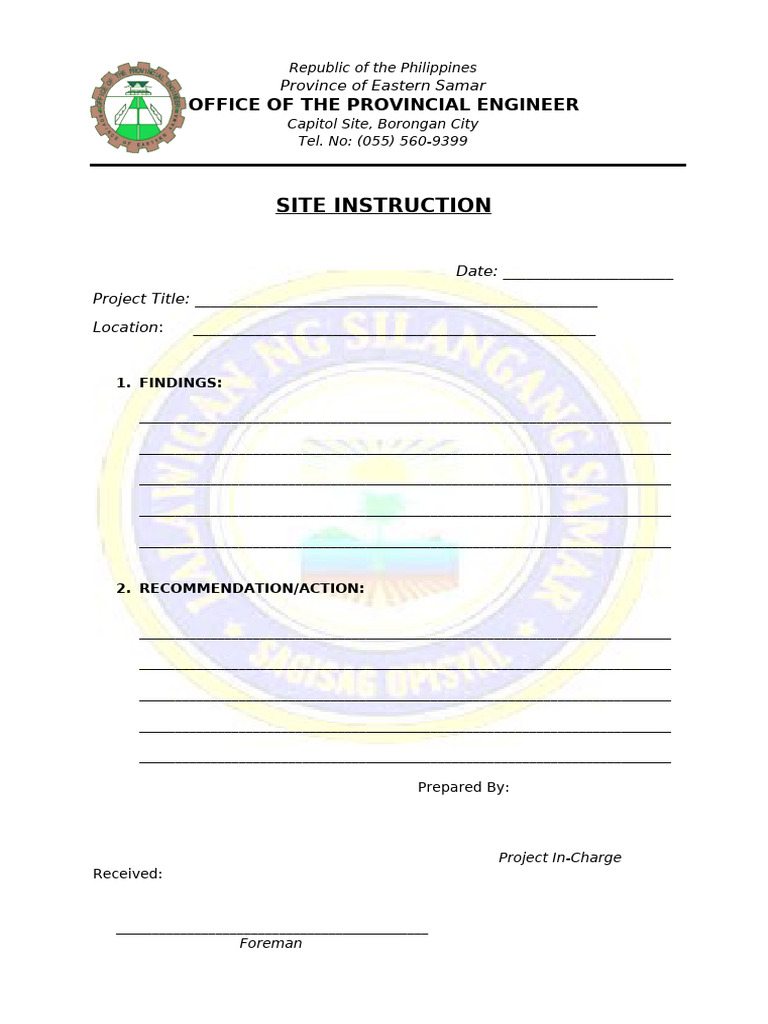 Site Instruction | PDF