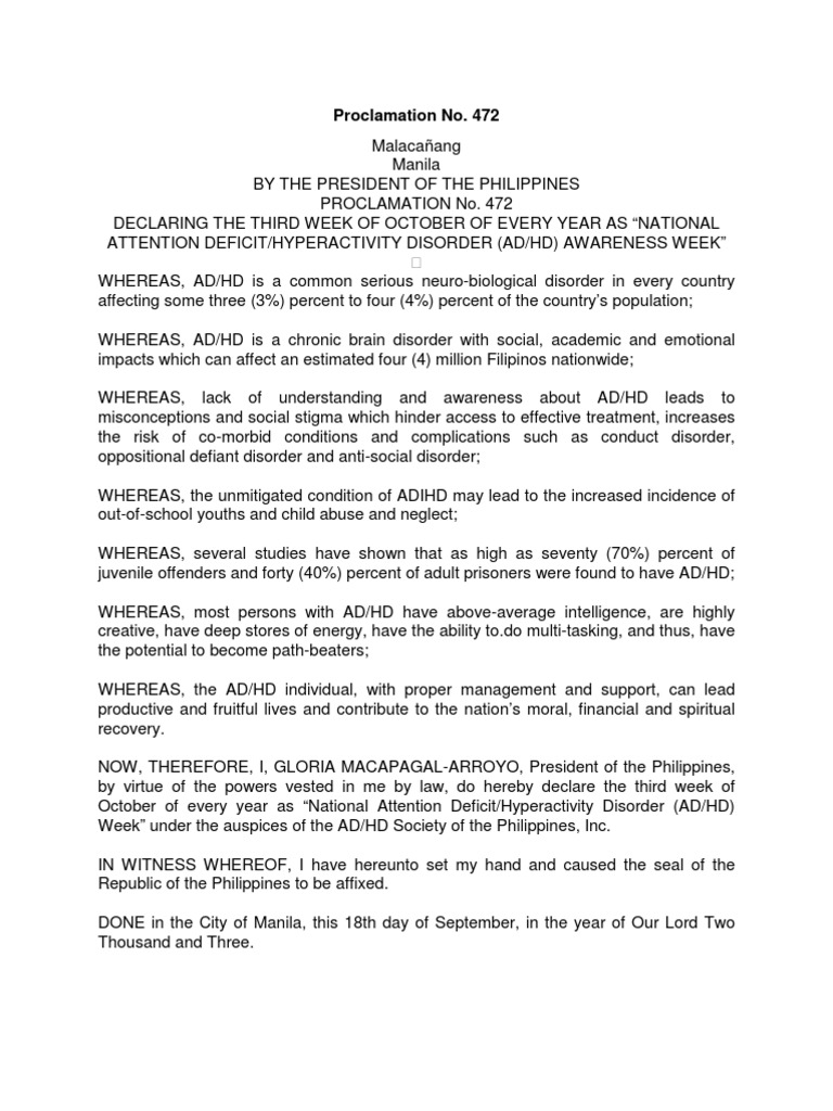 Proclamation No. 472, 2003 | PDF