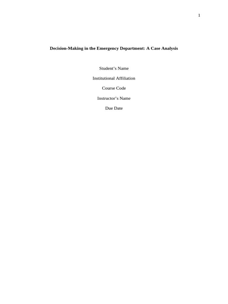 Decision-Making in The Emergency Department | PDF | Decision Making ...