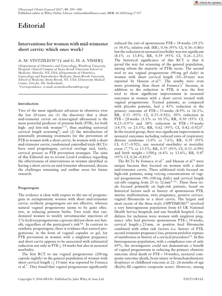 Ultrasound in Obstet Gyne - 2016 - Vintzileos - Interventions For Women ...