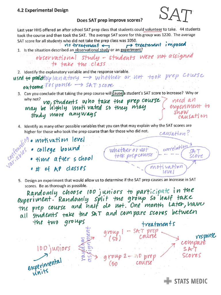 Notes - 4.2 Experimental Design DAY 1 (SM) KEY | PDF