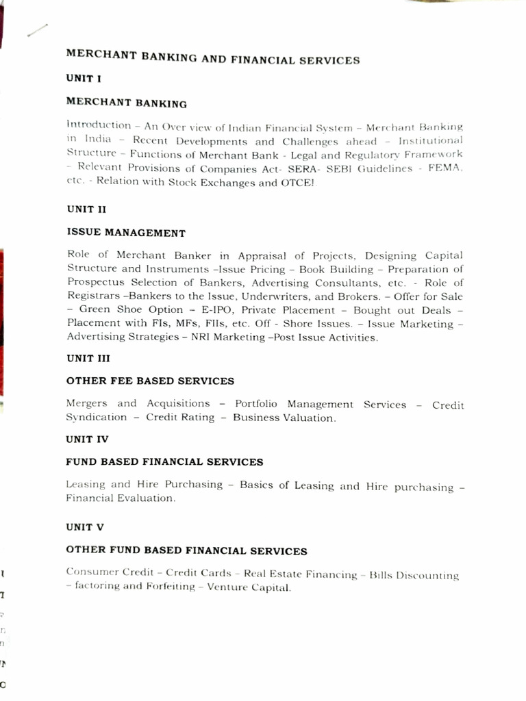 Merchant Banking and Financial Services | PDF