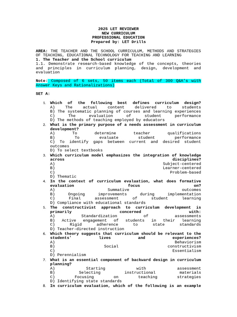 The Teacher and The School Curriculum | PDF | Educational Assessment ...