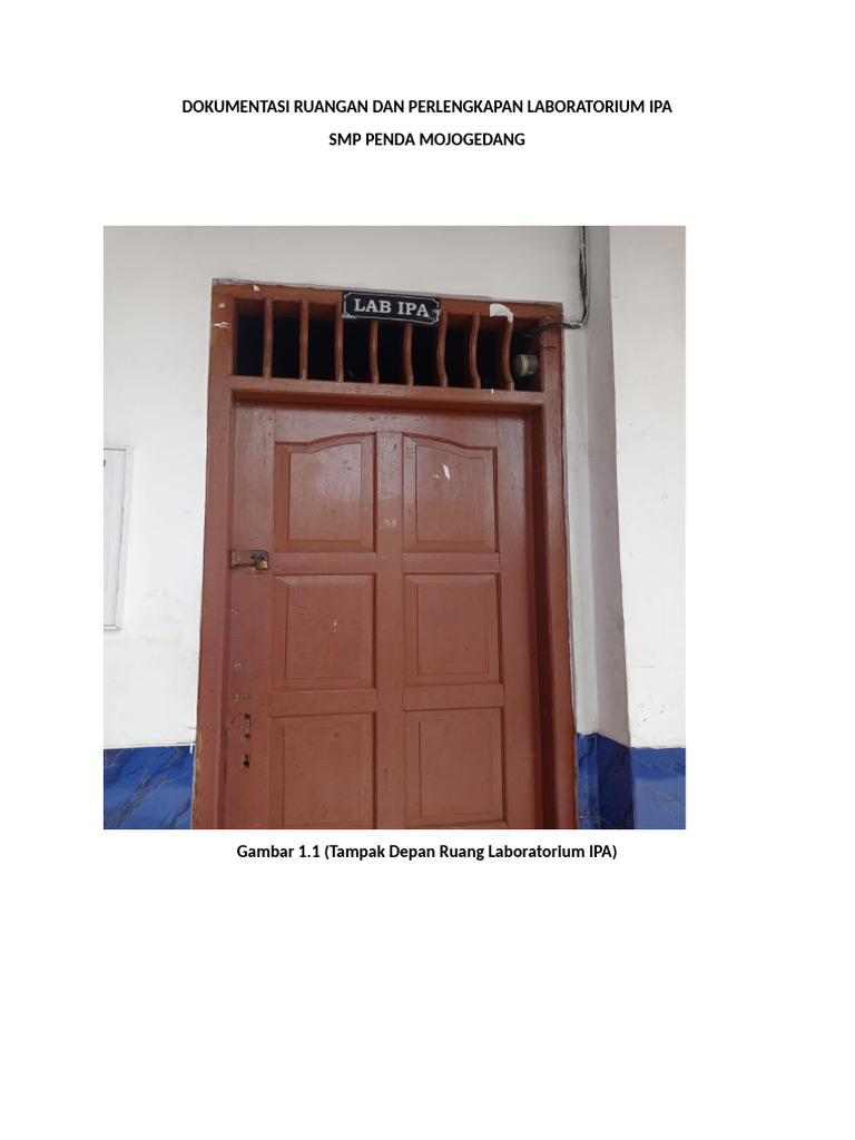 Dokumentasi Ruangan Dan Perlengkapan Laboratorium Ipa | PDF