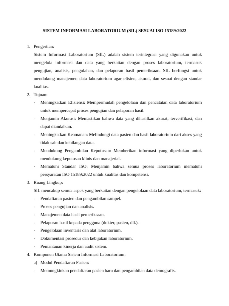 Sistem Informasi Laboratorium ISO 15189 | PDF