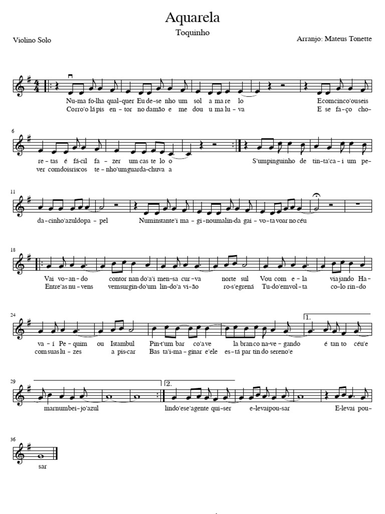 Aquarela Toquinho Violino Mateus Tonette 080357 | PDF