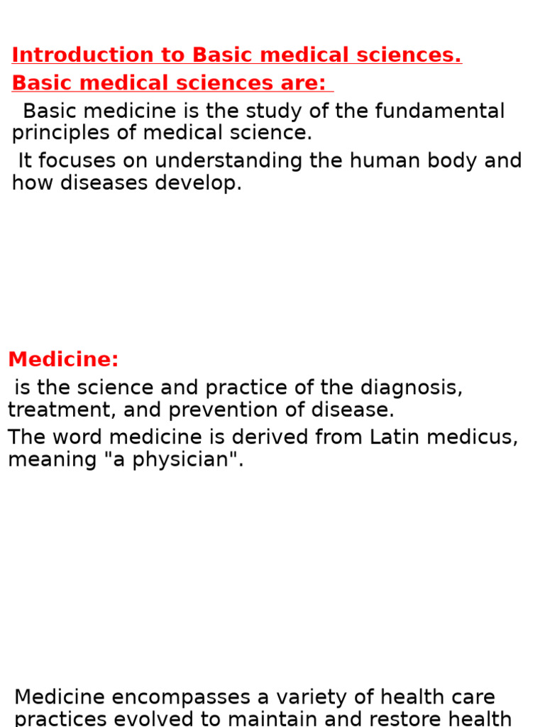 Introduction To Basic Medical Sciences Lec1 | PDF | Medicine | Pelvis