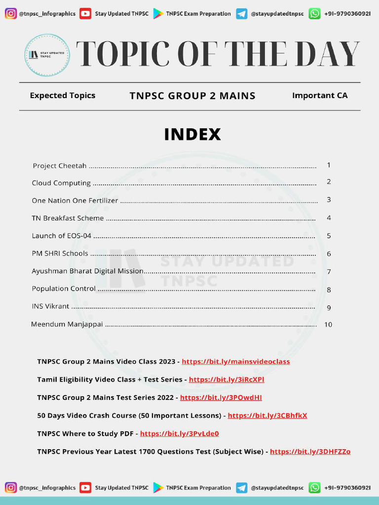 100 Topics Mains Topic of The Day | PDF