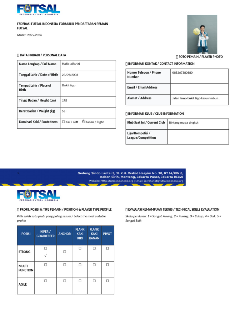 SAROLANGUN-U19-Form Talent Detection Program Timnas- File | PDF