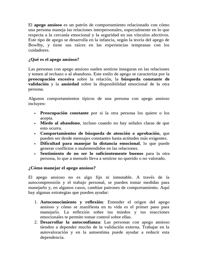 Tipos de apego según Bowlby | PDF | Teoría de apego | Psicoanálisis