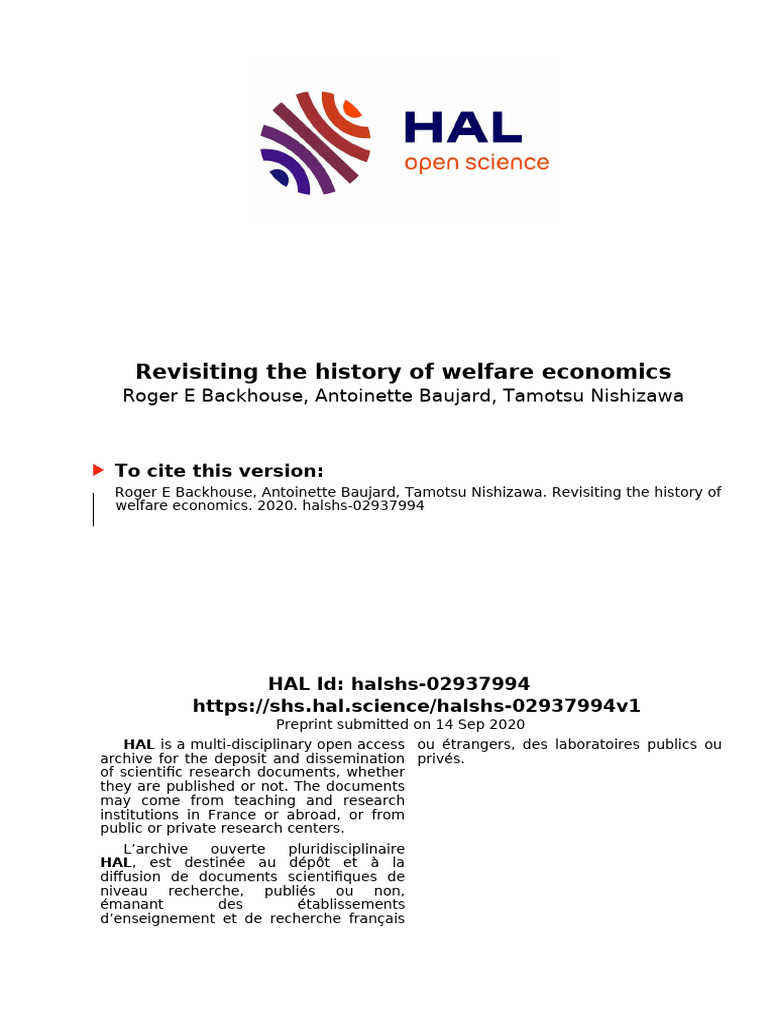 Revisiting The History of Walfare Economics | PDF | Welfare Economics ...