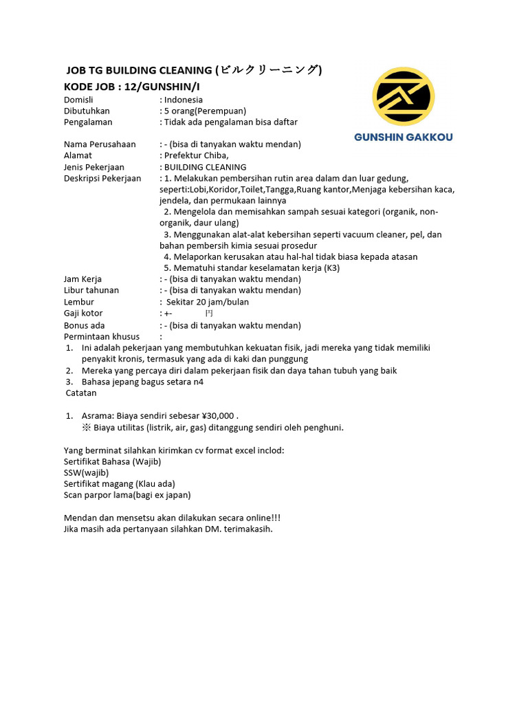 Job TG Building Cleaning New | PDF