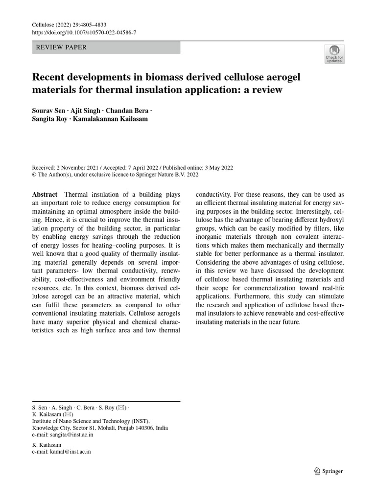 Recent Developments in Biomass Derived Cellulose Aerogel Materials For ...