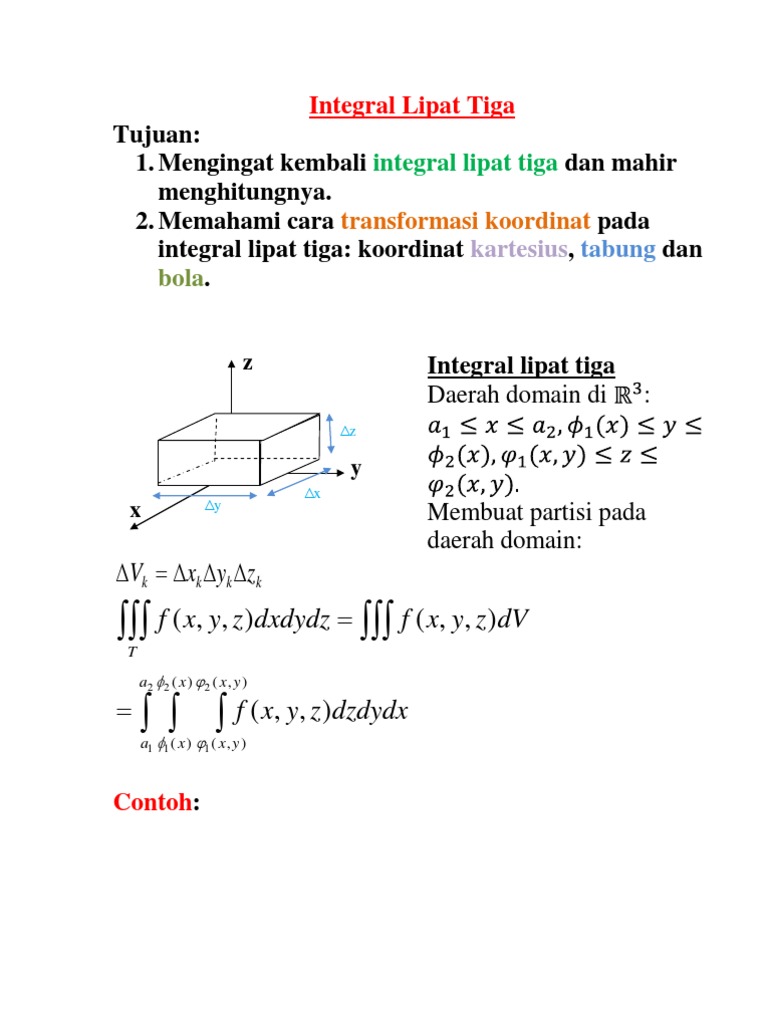 Contoh Soal Integral Lipat Tiga | PDF | Metode & Bahan Ajar | Sains ...