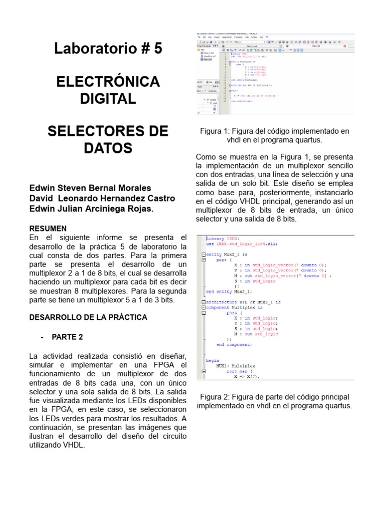 Selectores de Datos | PDF | Vhdl | Arreglos de compuertas lógicas ...