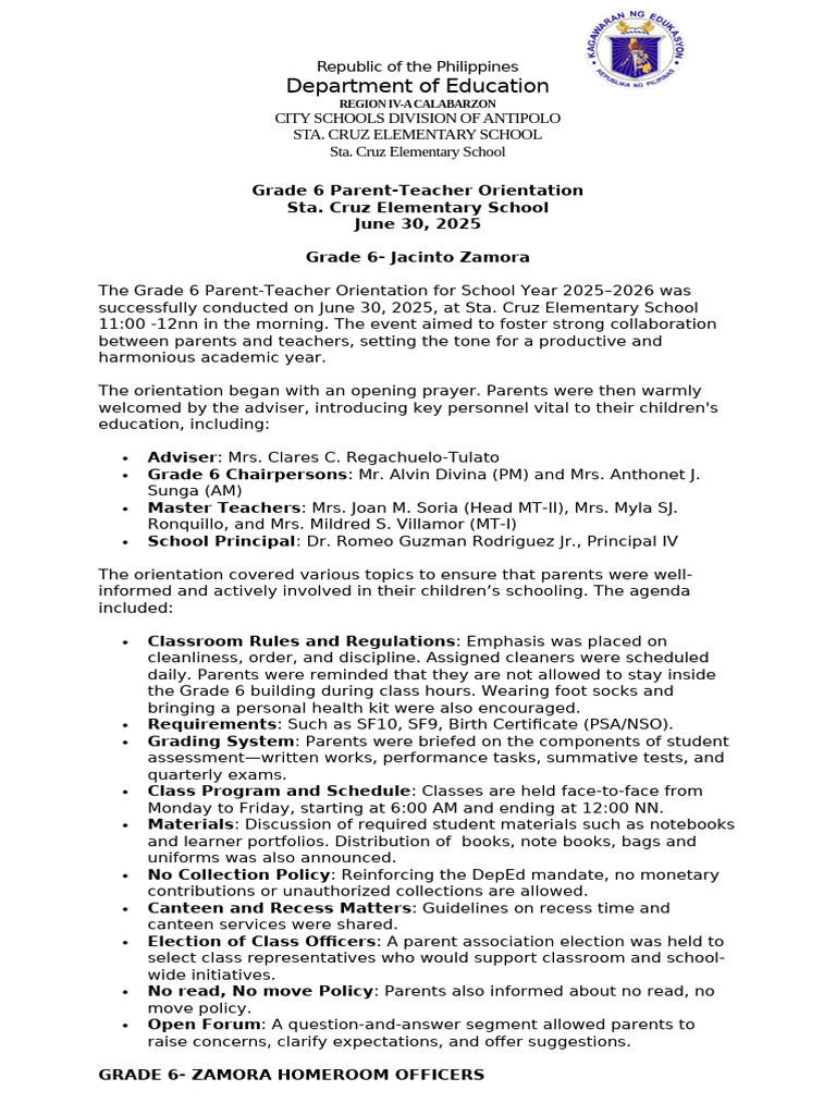 Narrative - Parents Orientation | PDF | Learning