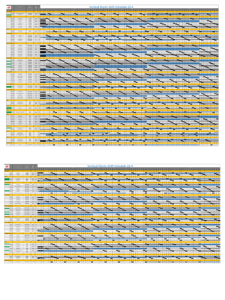 Vertical Works Shift Schedule 12-4. | PDF