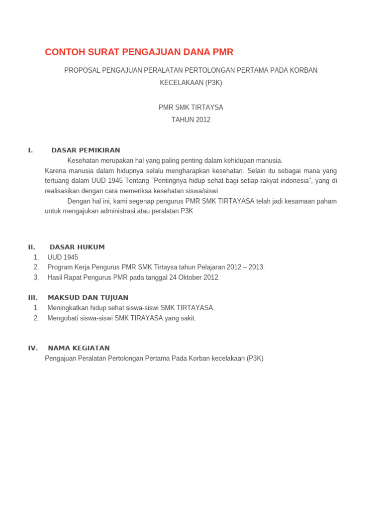 Proposal P3K PMR SMK Tirtayasa 2012 | PDF
