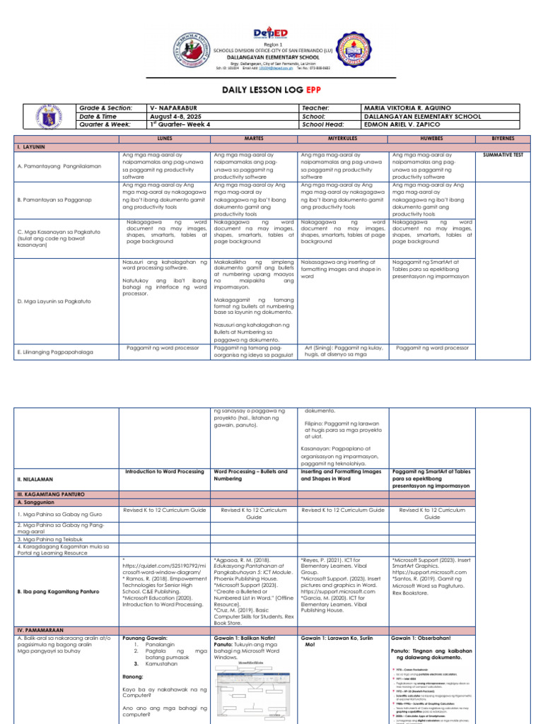 Epp Ict 5 DLL q1 w4 | PDF