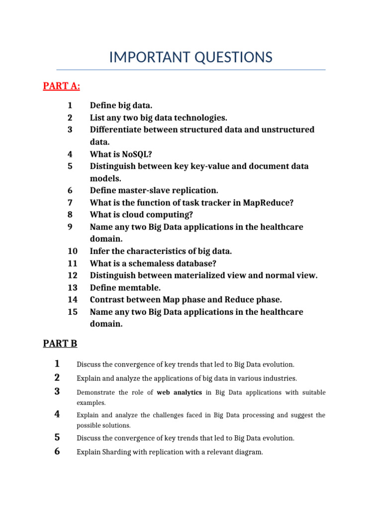 Bda Important Questions | PDF