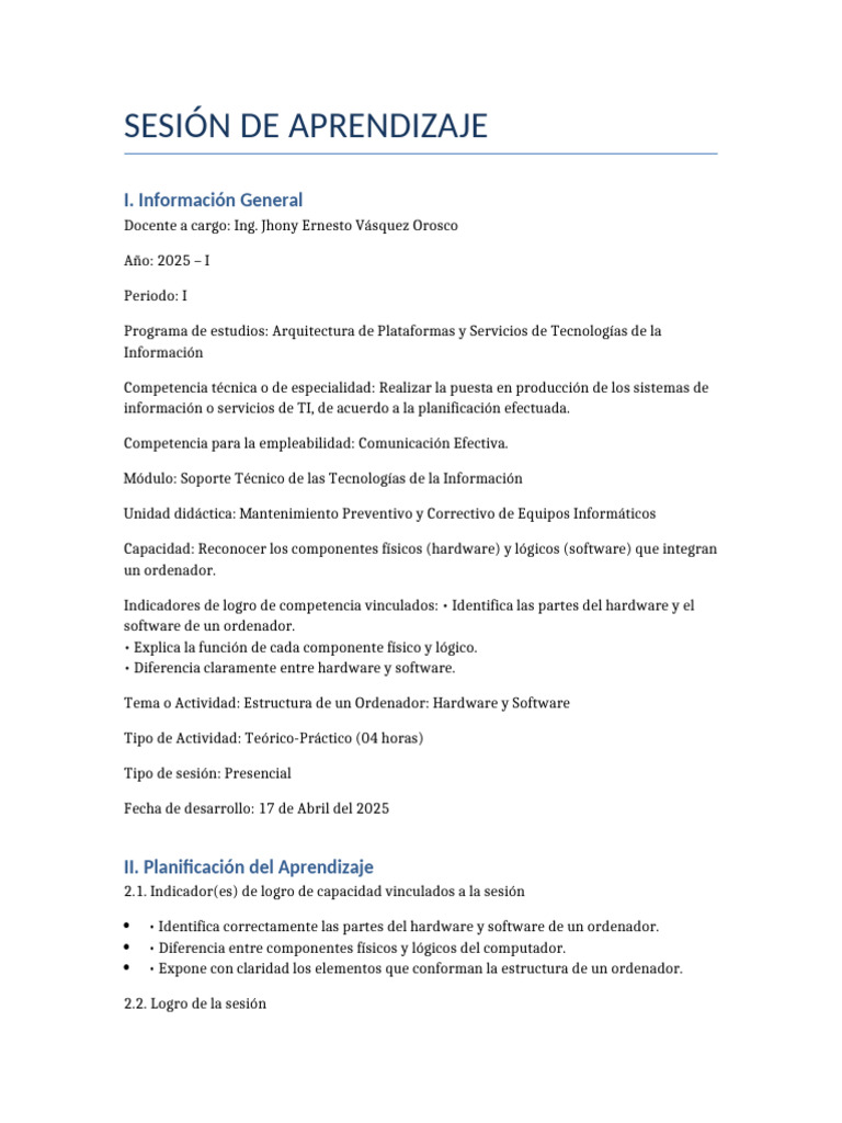 Sesion 04 Hardware Software | PDF | Software | Hardware de la computadora