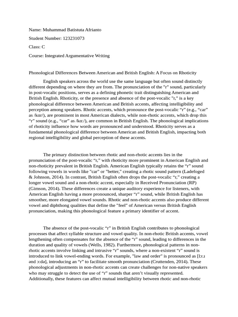 Argumentative Essay M Batistuta A | PDF | English Language | Accent ...