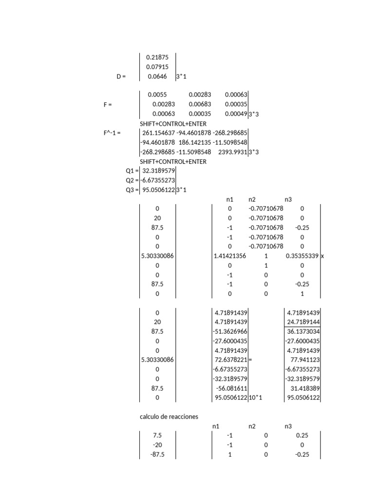 Matrix Calculations and Reactions | PDF