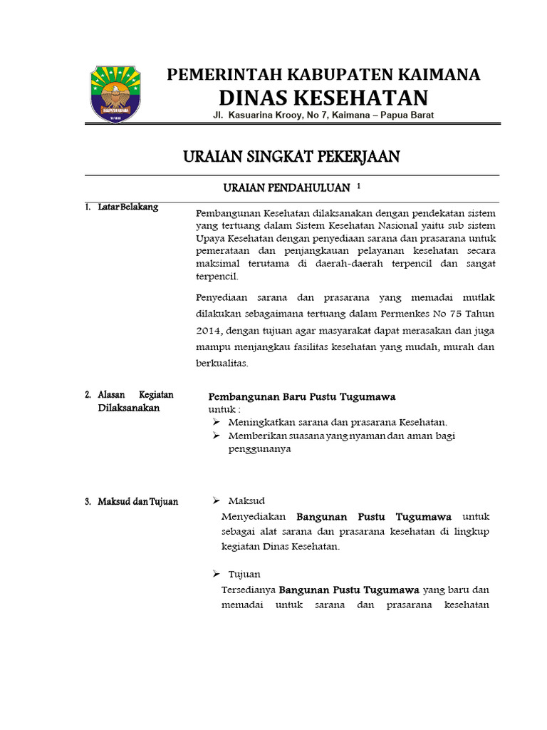 Pembangunan Pustu Tugumawa Kaimana | PDF