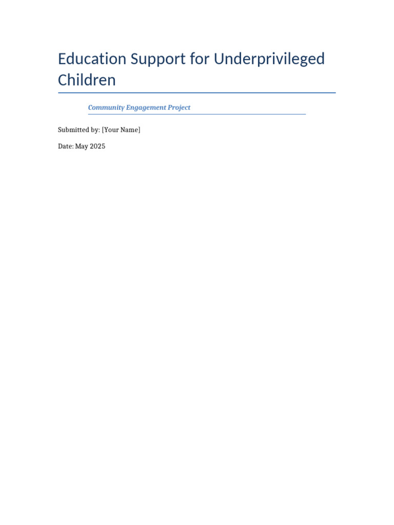 Education Access for Underprivileged Kids | PDF | Social Policy