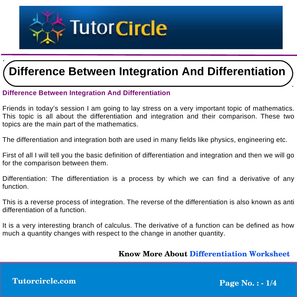 Calculus: Integration vs Differentiation | PDF