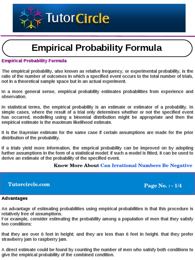Empirical Probability Formula | PDF | Probability Theory | Probability ...