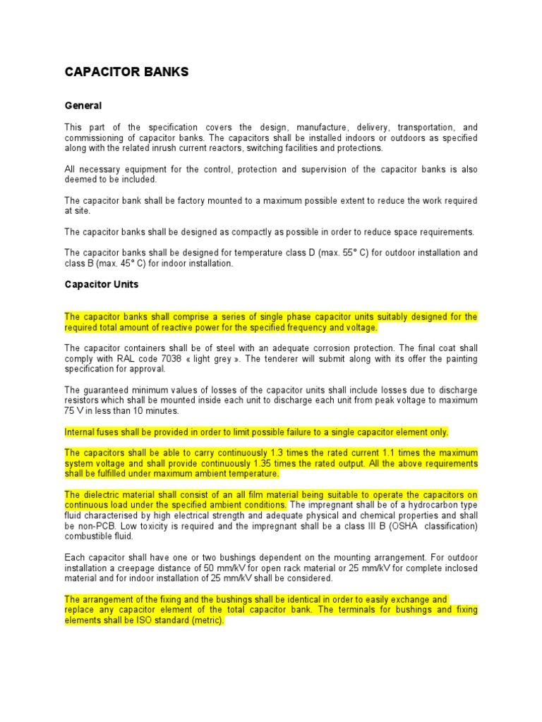 Capacitor Banks | PDF | Capacitor | Relay