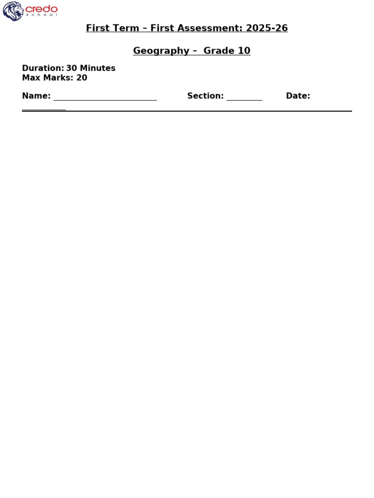Test Paper Format 2 | PDF