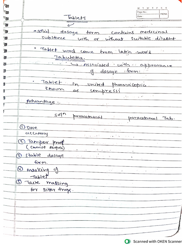 Tablet Route of Administration, It's Advantages and Disadvantages. | PDF